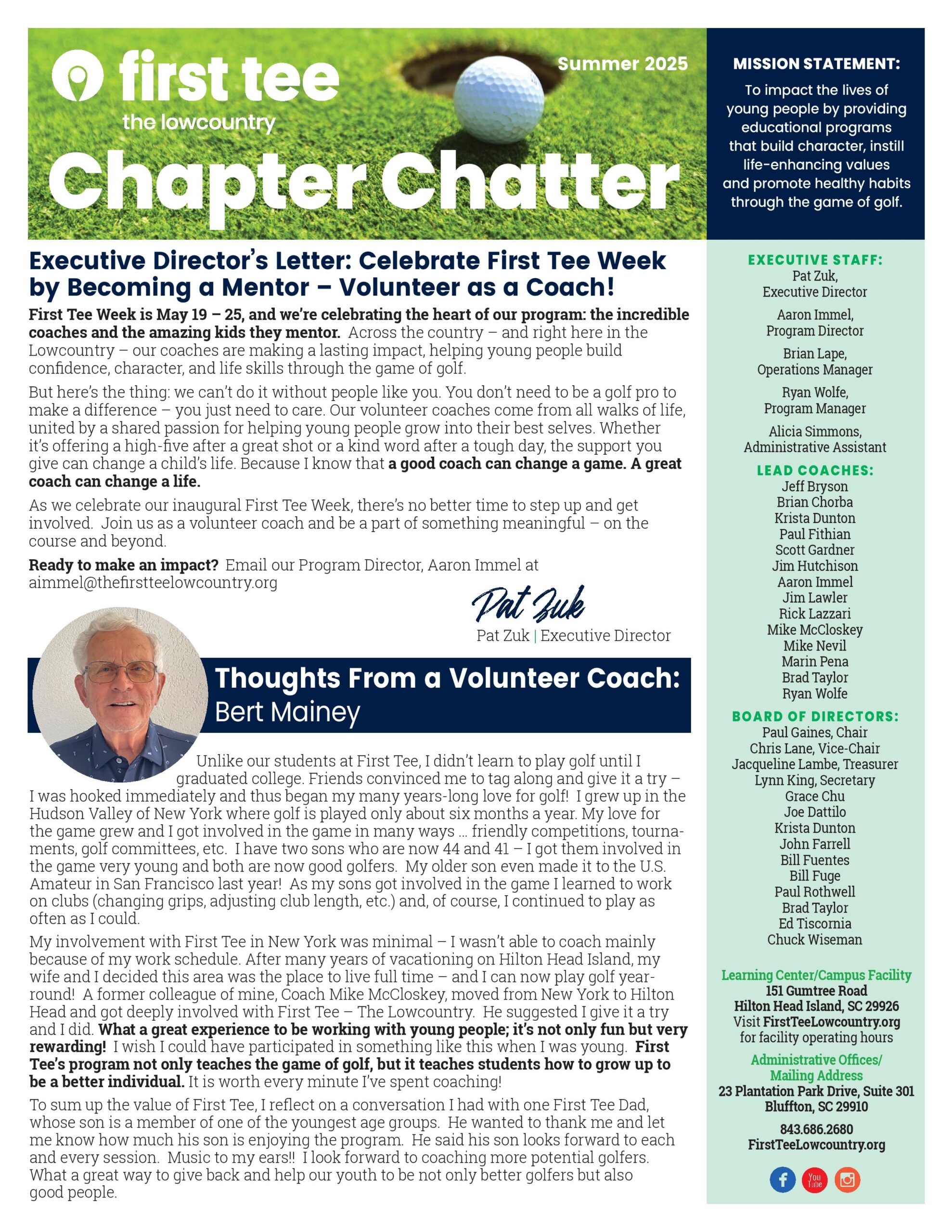 Chapter Newsletter - Summer 2025 - First Tee - The Lowcountry